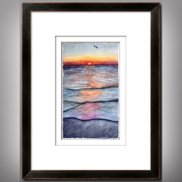 Art | Original Watercolor Painting Ocean Sunset | Poshmark
